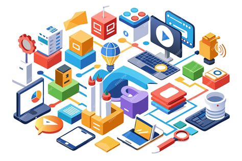 Isometric Illustration Of Interconnected Devices And Data For Web Design And Development