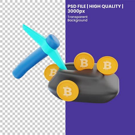 Premium Psd 3d Rendering Bitcoin Mining Icon Object