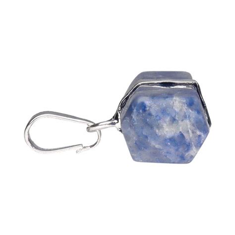 Pendentif En Quartz Bleu Avec Quartz Bleu Horizontal Bi Terminé