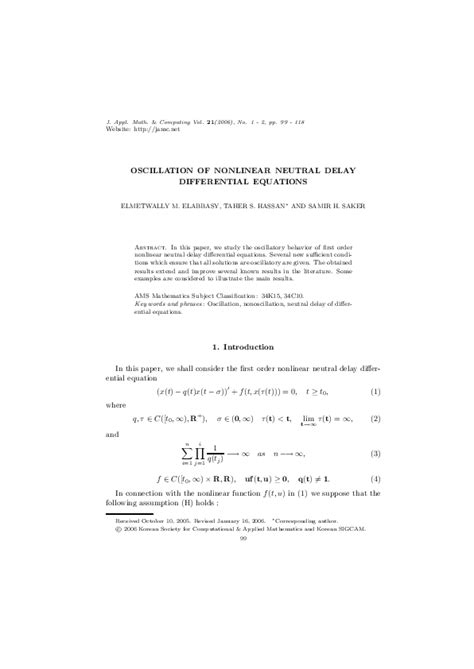 Pdf Oscillation Of Nonlinear Neutral Delay Differential Equations