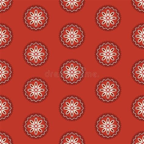 African Boho Floral Pattern Semless Ethnic Ornament On Red Background Stock Vector