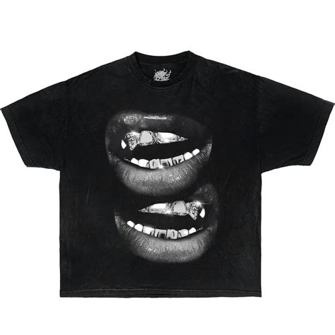Grin Fang Mouth Graphic Boxy T Shirt Y2k Shirt Streetwear Shirts