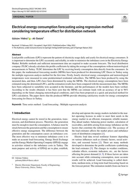 Electrical Energy Consumption Forecasting Using Regression Method