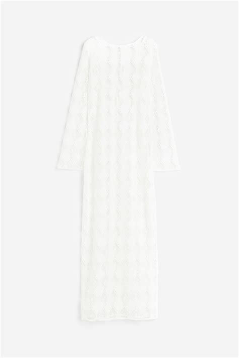 Womens White Open Backed Crochet Look Dress Handm My