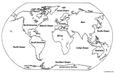 World Map Coloring Page Labeled