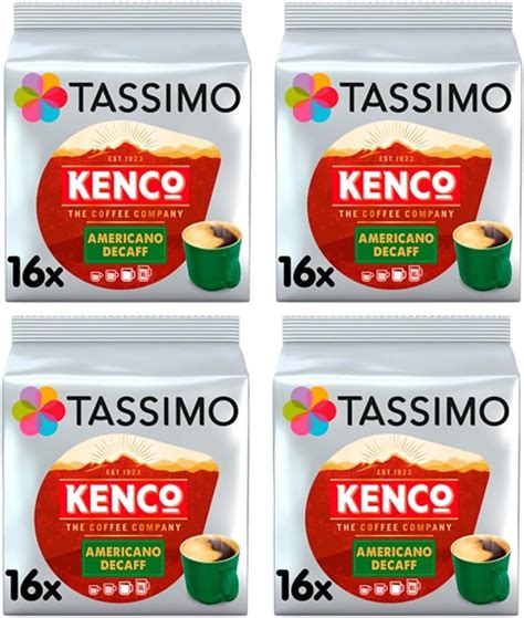 Tassimo Kenco Americano Decaf Coffee Pods Pack Of 4 Total 64 Coffee