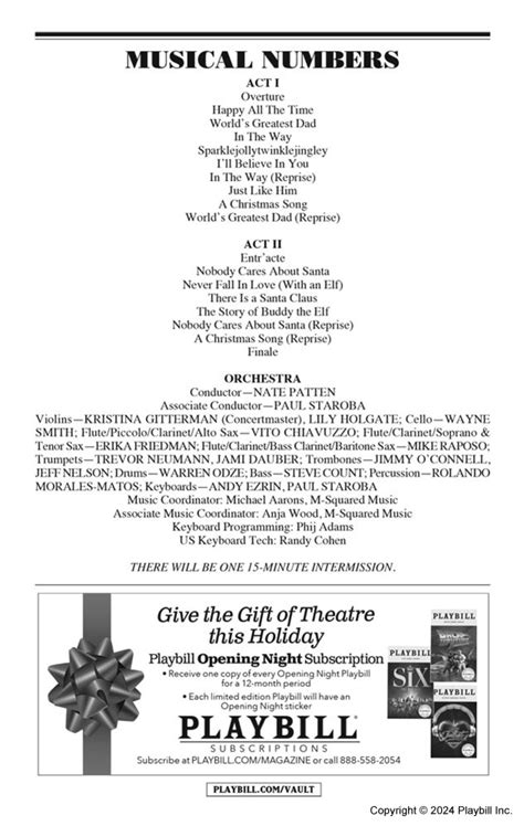 Elf Broadway Marquis Theatre 2024 Playbill