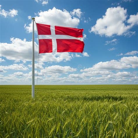 The Image Features The National Flag Of Denmark Known As The Dannebrog