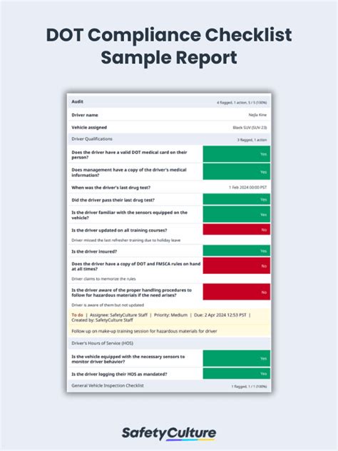 Free Dot Compliance Checklist Pdf Safetyculture