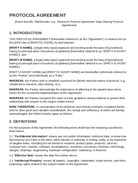 Protocol Agreement Template Fill Out And Sign Online Dochub
