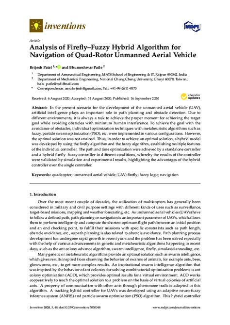 pdf analysis of firefly fuzzy hybrid algorithm for navigation of quad
