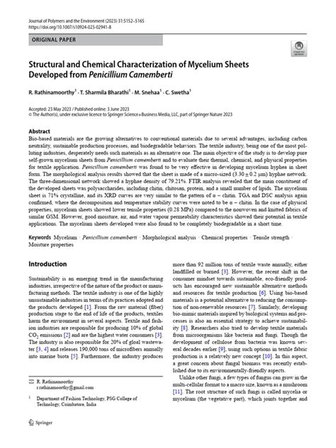 Rathinamoorthy Et Al 2023 Structural And Chemical Characterization