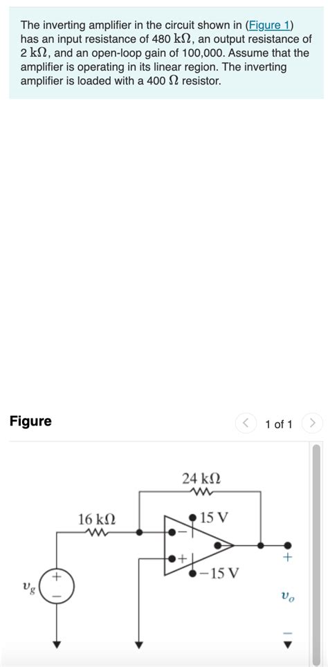 Solved The Inverting Amplifier In The Circuit Shown In