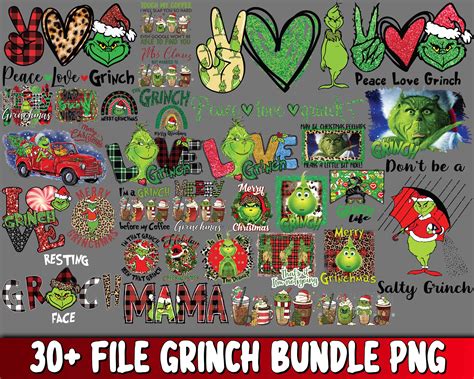 30 File Grinch Bundle Png Mega Bundle Grinch Png For Cri Inspire Uplift