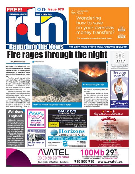 Rtn Newspaper Costa Blanca North 20 26 July 2018 Issue 978 By Euro