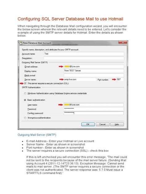 Configuring Sql Server Database Mail To Use Hotmail Pdf
