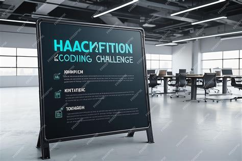 Premium Photo Tech Hackathon Coding Challenge Rules Signage Mockup