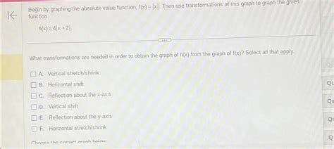 Begin By Graphing The Absolute Value Function
