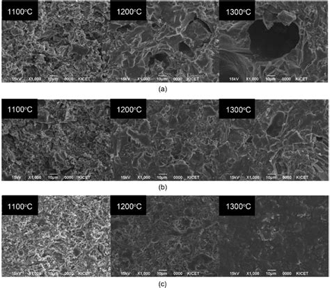 Sem Micrograph Of Ceramics Fired In The Range Of 1100 1300 O C A