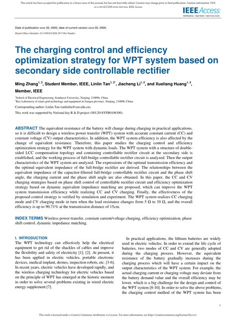 pdf the charging control and efficiency optimization strategy for wpt