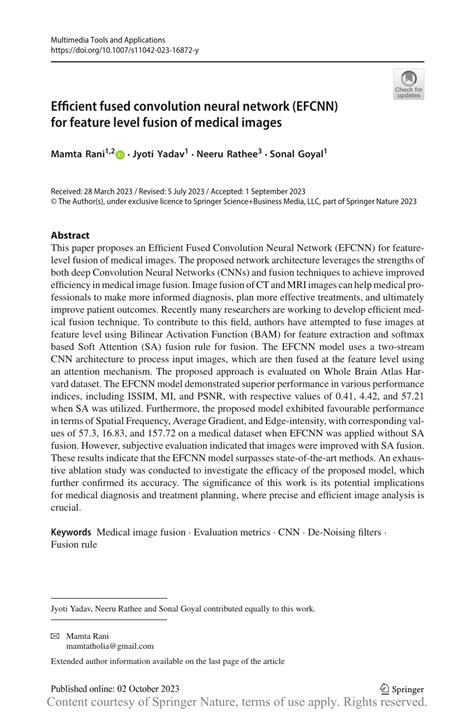 efficient fused convolution neural network efcnn for feature level