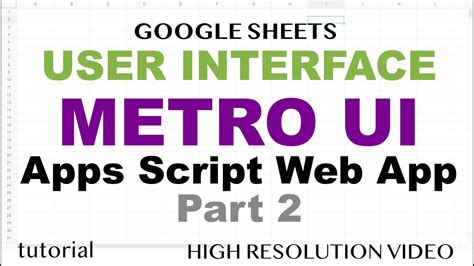 Build User Interface With Metro UI HTML JavaScript Google Sheets Sidebar Apps Script Part 2
