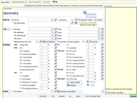 Spirometry Ardens Healthcare Informatics