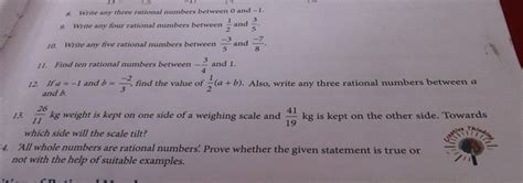 Write Any Three Rational Numbers Between 0 And 1 Write Any Four Ration