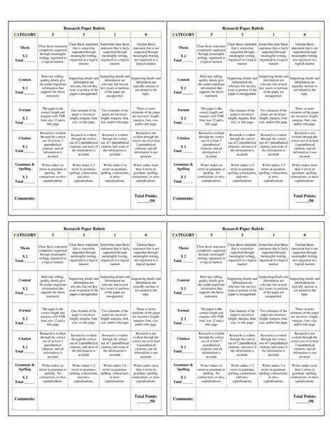 Research Paper Simple Rubric Pdf