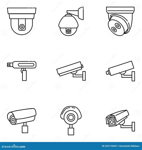 Set Of Cctv Icons Vector Video Surveillance Icons Stock Vector Illustration Of Internet