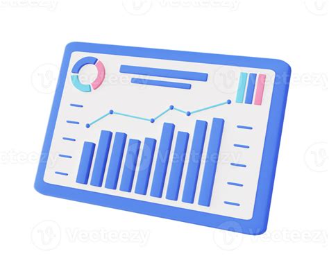 3d Illustration Icon Of Blue Infographic And Statistic Data Graph Side