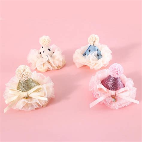 Badu Bg Украшение за глава за домашни любимци дантелена гарнитура без алергии шапка с пайети