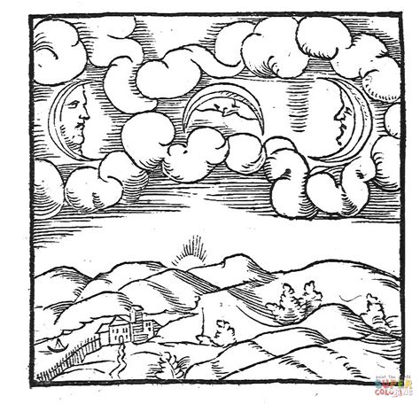 밤하늘의 중세 그림 색칠하기