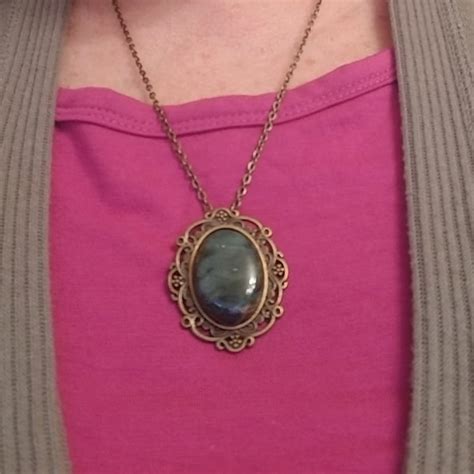Gary Green Bog Wood Peacock Pendant With Silver Alloy Setting And