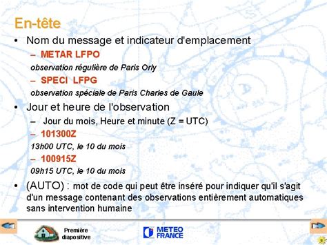 Observation Et Messages Dobservation Metar Et Speci Structure