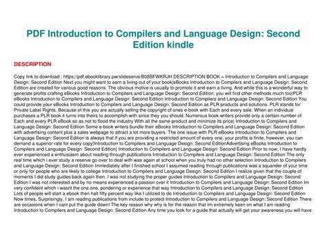ppt pdf introduction to compilers and language design second edition