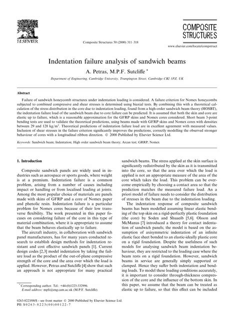 Pdf Indentation Failure Analysis Of Sandwich Beams Dokumentips