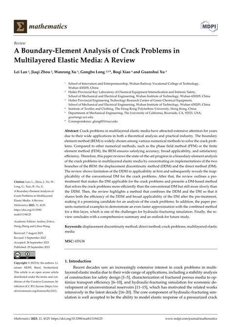 Pdf A Boundary Element Analysis Of Crack Problems In Multilayered