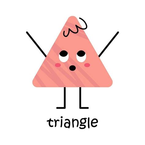 Vector Triangle Shape Character Cute Basic Geometric Figure With Face Cute Funny Shape