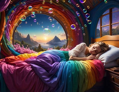 Dreamlike Scene Of A Woman Sleeping In Colorful Room Deep Dream Generator