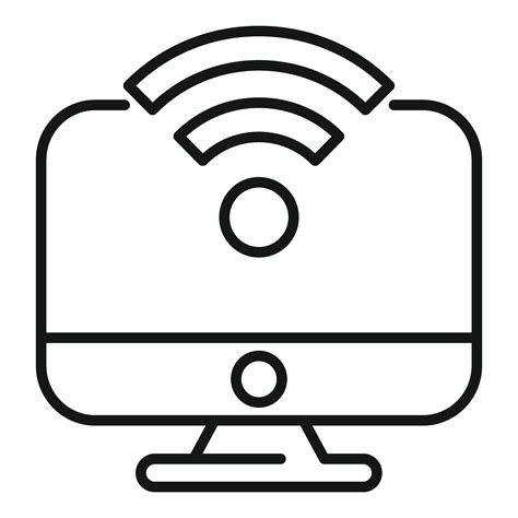Wifi Computer Connection Icon Outline Vector Storage Cloud