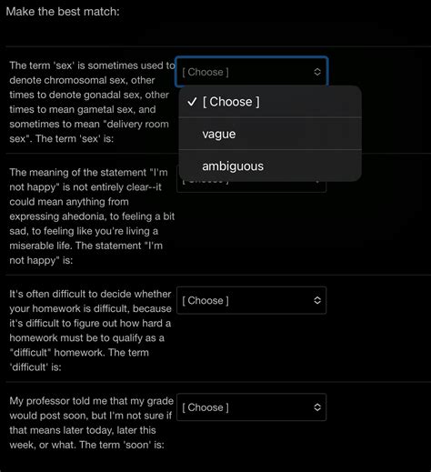 Solved Make The Best Match The Term Sex Is Sometimes Used Chegg Com