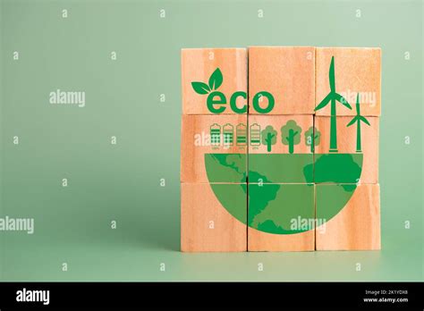 Wood Cube Block Environmental Social And Governance Eco Concept Of