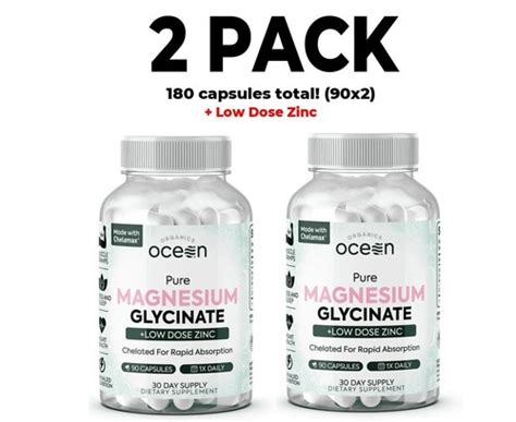 Organics Ocean Pure Magnesium Glycinate With Zinc 2 Pack 90 Capsules