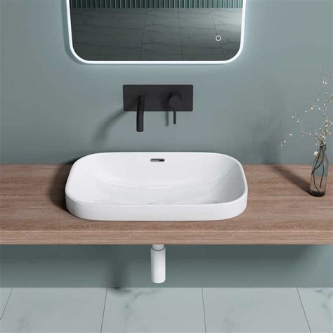 Semi Recessed Basin In A Rectangular Shape With A Stream Line Edge Durovin UK