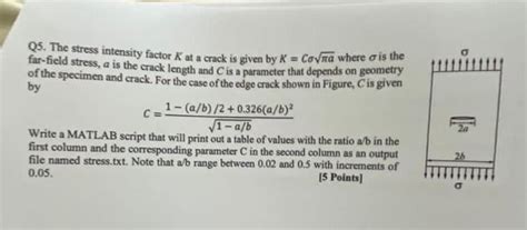 Solved Q5 The Stress Intensity Factor K At A Crack Is Given