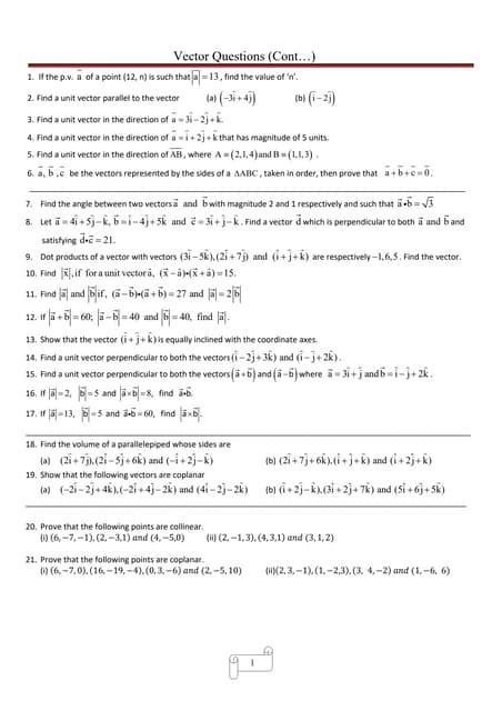 Some Vectors Questions Pdf