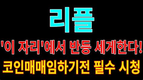 리플 코인전망 이 자리에서 반등 세게한다 코인매매임하기전 필수 시청할 것 Youtube