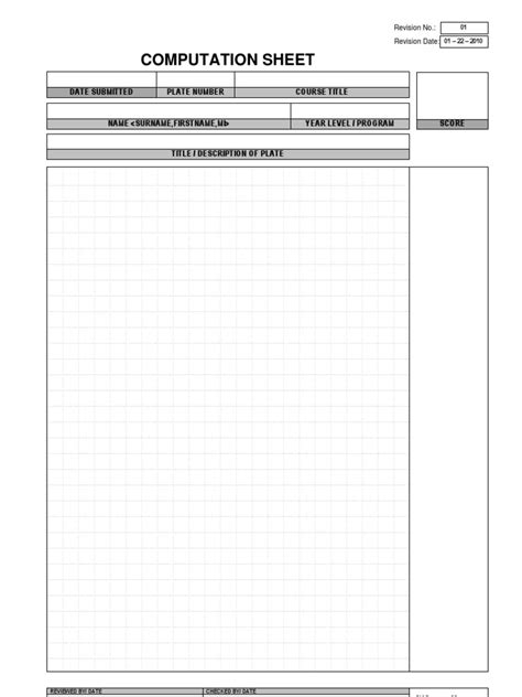Computation Sheet Template Pdf