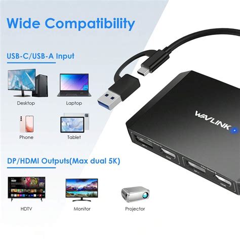 USB 3 0 USB C zu DisplayPort und HDMI Adapter DisplayLink Dual 5K 60Hz Monitor Hub für Surface